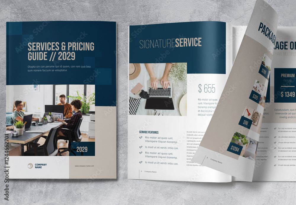Services and Pricing Guide Template Brochure plantilla de Stock | Adobe ...