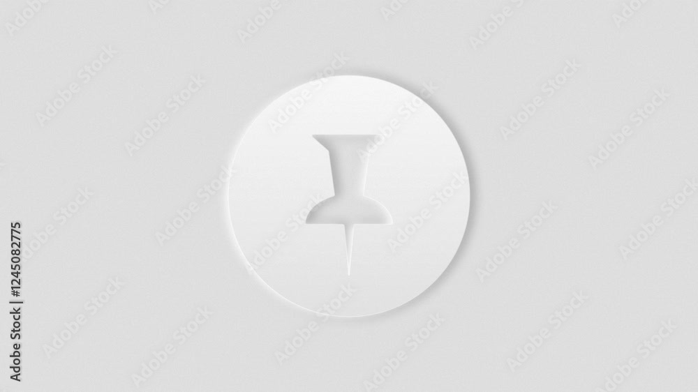Clean pinned thumbtack icon with light and dark neumorphism design. 4k ...