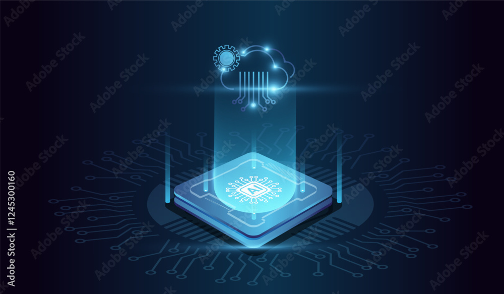 Poster The AI technology futuristic circuit brain digital vector ...