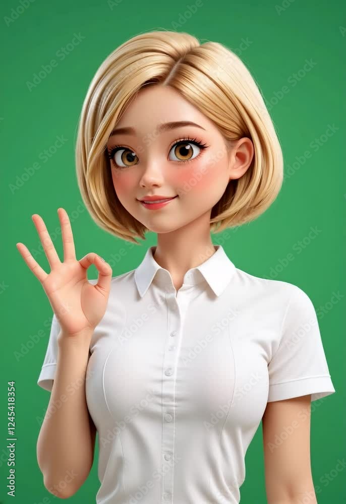3D cartoon girl in turtleneck is perfect for children book illustrations, fashion design ...