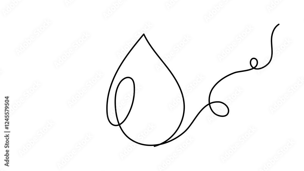 Water drop one line art animation,hand drawn fresh wet dew design ...