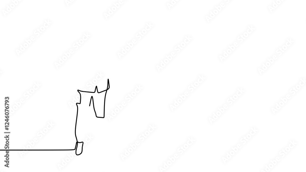 Continuous line drawing animation of Young man with one leg left side ...