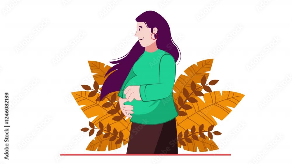 Illustrate the pregnancy concept with vector character animation ...