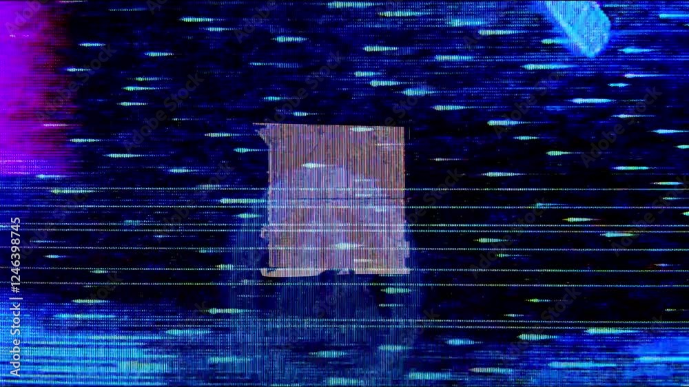 Intense digital glitch effect with fragmented pixel distortions. Data corruption, static noise ...