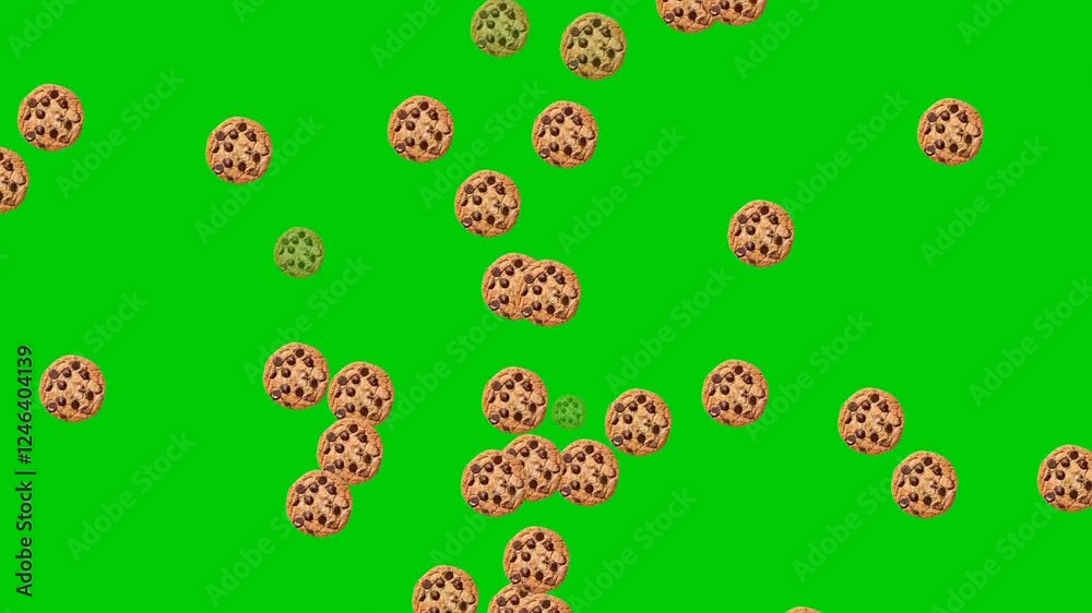 Green screen background with falling animated cookies for easy editing ...