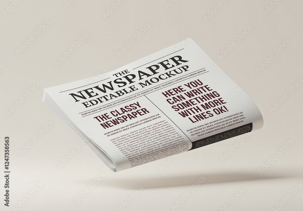 Folded Floating Newspaper Mockup Stock Template | Adobe Stock