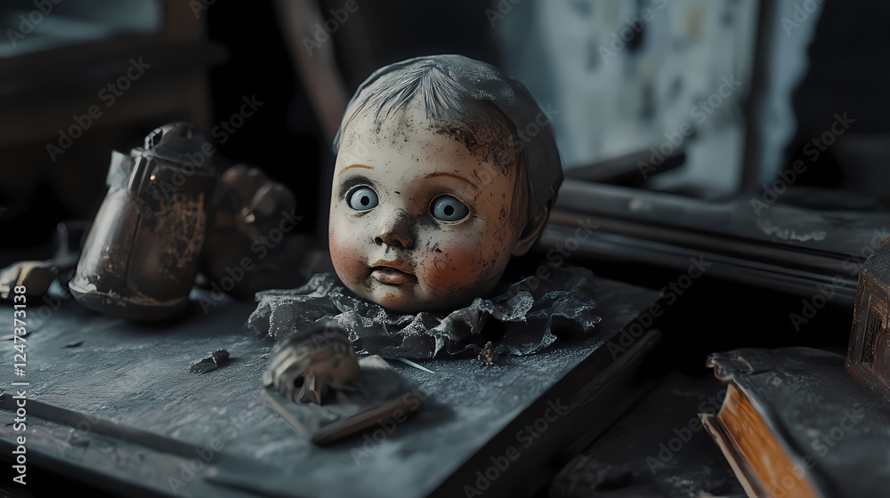 Photo & Art Print Old, creepy items like antique dolls or cursed relics ...