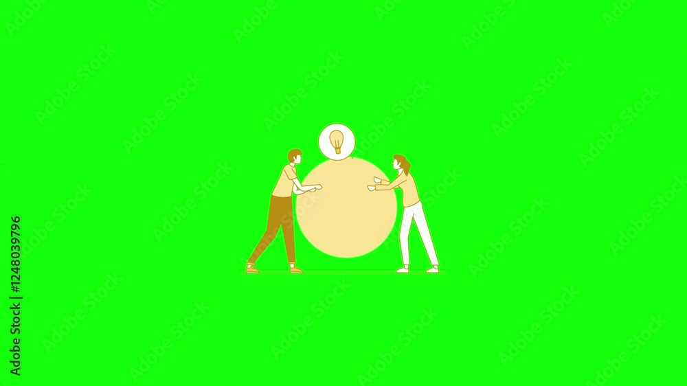 Teamwork, Puzzle, business solution, team working. Outline 2d, micro ...