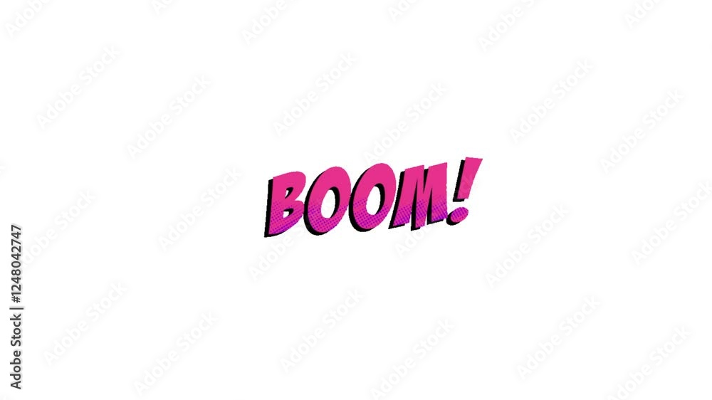 Boom! comic text animation on transparent background. Boom! pop art in ...