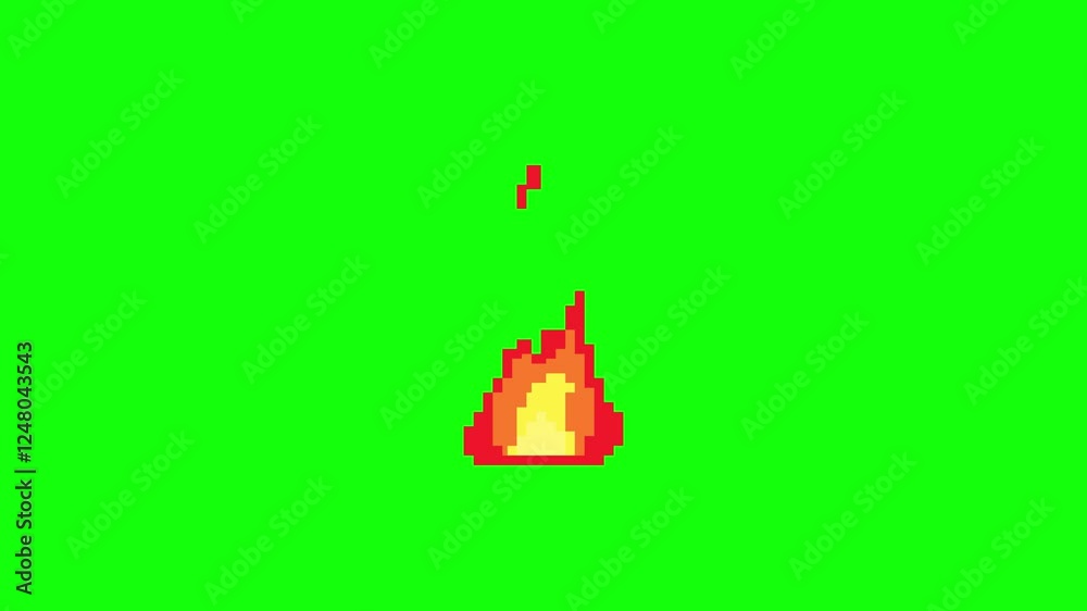 Pixel fire animation. Pixel art. Retro game style isolated on ...