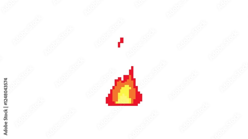 Pixel fire animation. Pixel art. Retro game style isolated on ...