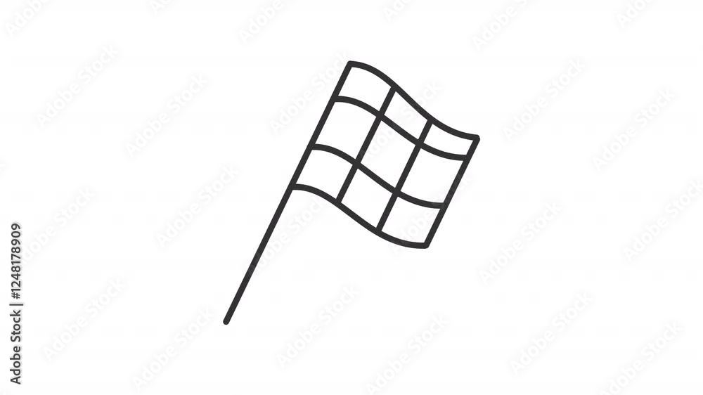 Racing flag line animation. Finish marker animated icon. Shaking ...