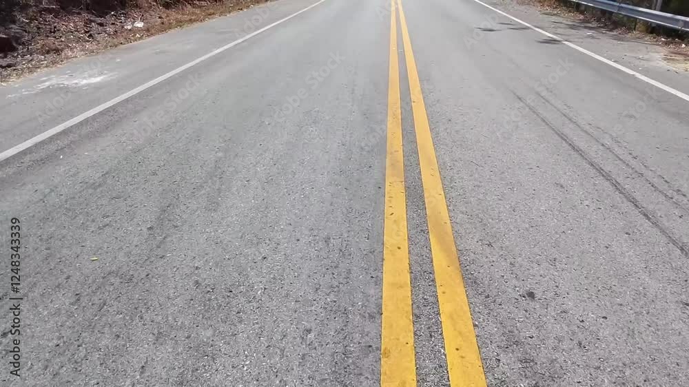 Yellow traffic line color Double solid lines to warn prohibiting overtaking, Yellow continuous ...