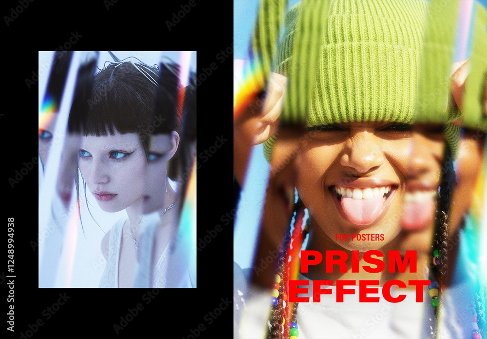 Prismatic Slice Poster Photo Effect Mockup Stock Template | Adobe Stock