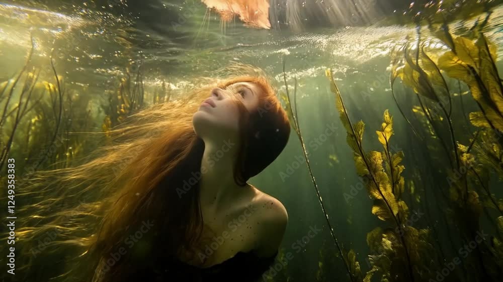 Scene of woman diving in a river, smooth repetitive motion for ...