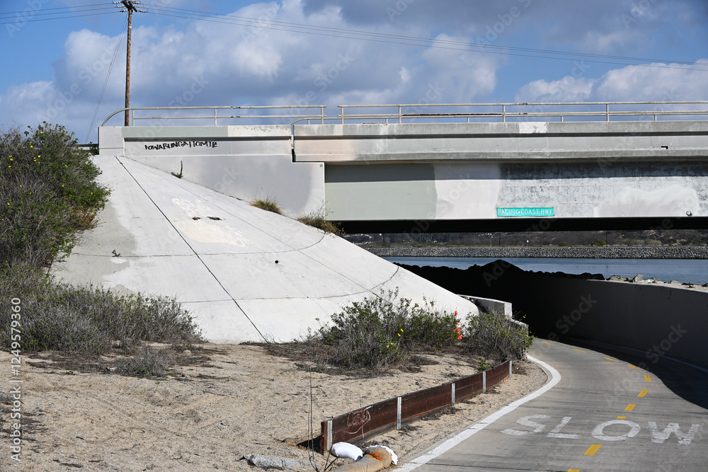 Poster The Santa Ana River Trail underpass at Pacific Coast Highway ...