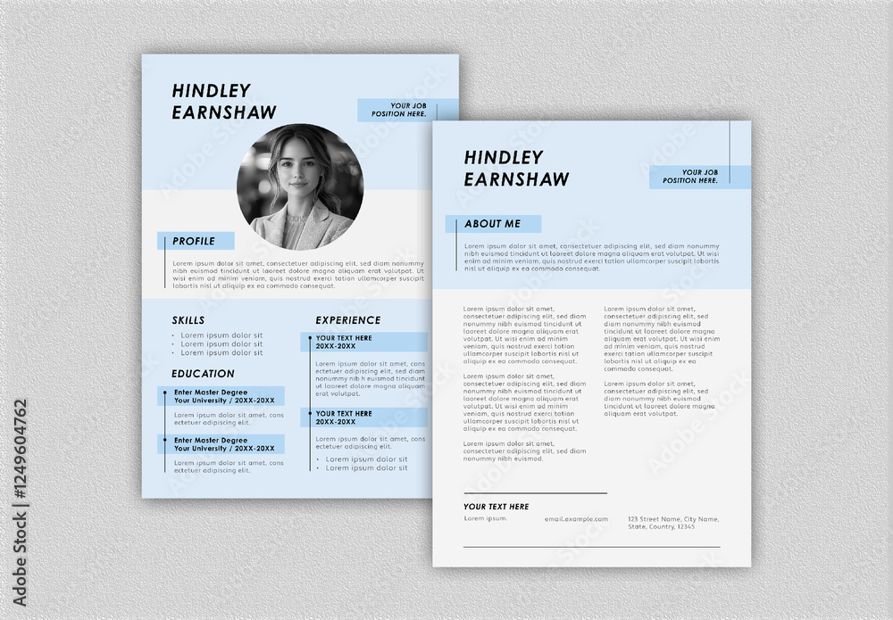 Light Blue Modern Professional Resume Template Design Stock Template ...