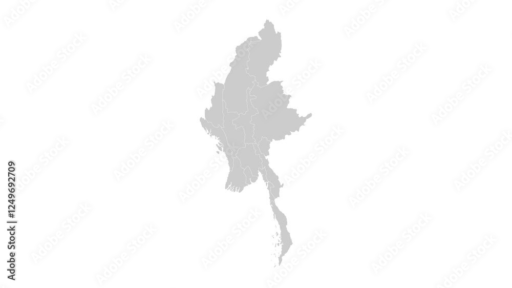 Myanmar map animation. Animation of Connecting all areas into a ...