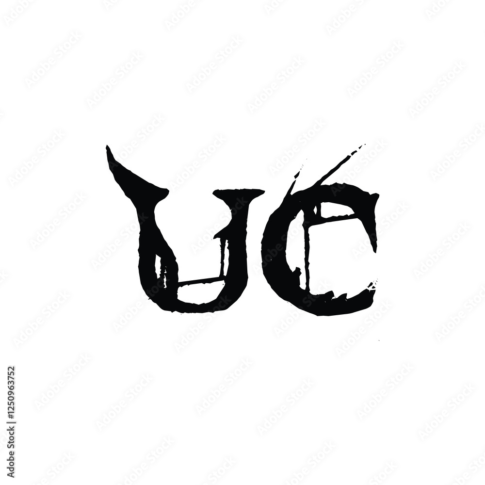 Poster UC monogram logo design letter text name symbol monochrome ...