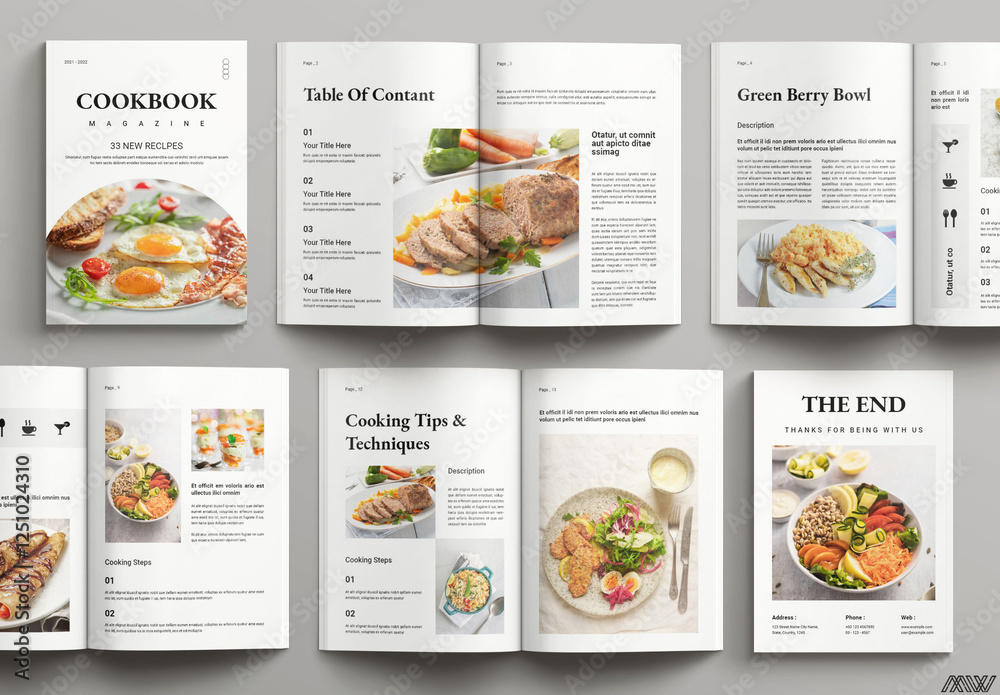 Cookbook Magazine Template Stock Template | Adobe Stock