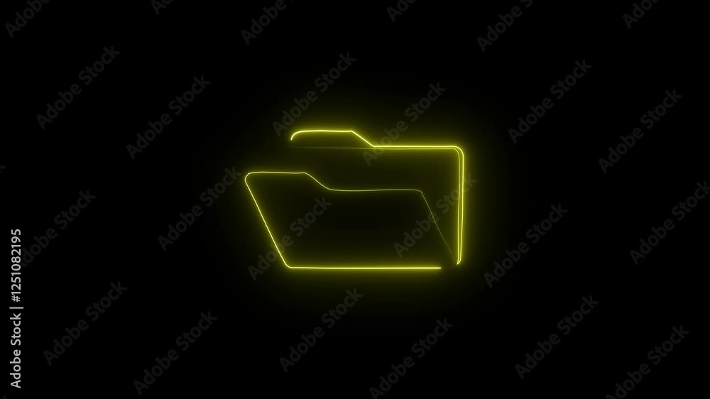 neon Folder icon on black background Computer network file folder ...