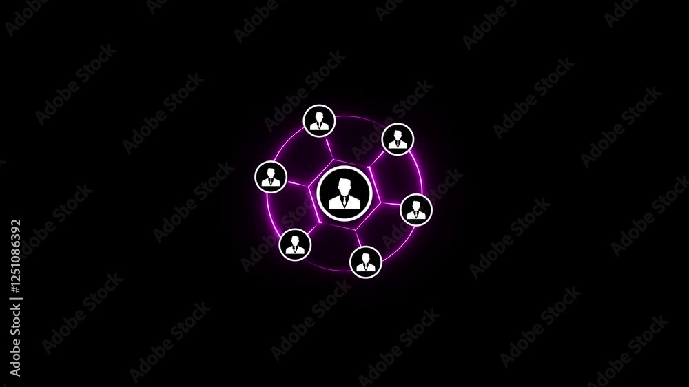 Social network animation, icons with users connected together. Alpha ...