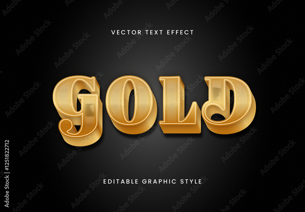 Golden Bold Text Shiny Font 3D Text Effect Stock Template | Adobe Stock