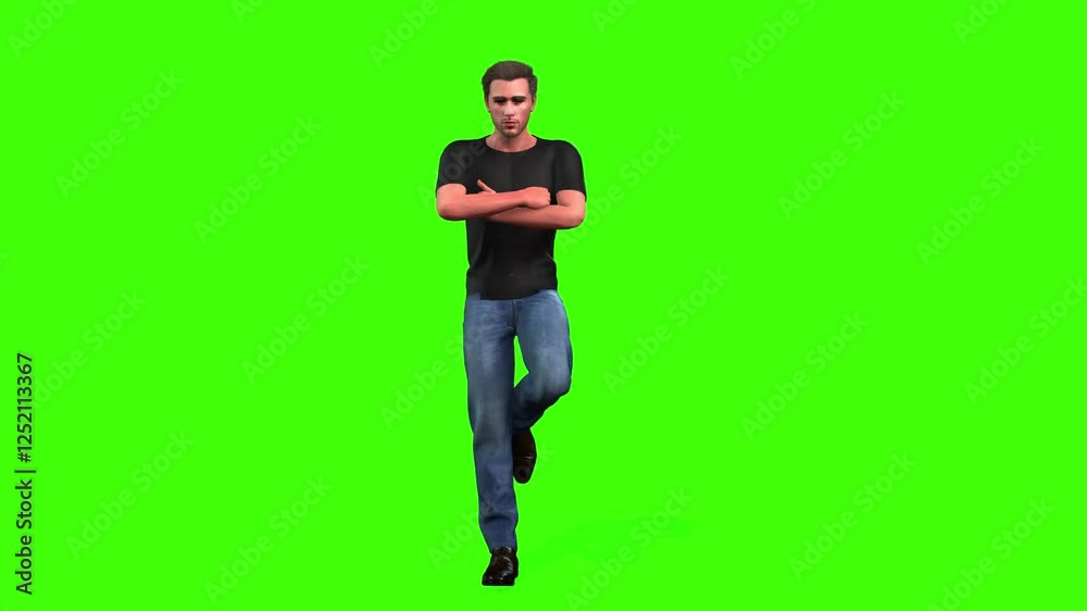4k young boy standing leaning against the wall animation with a front ...