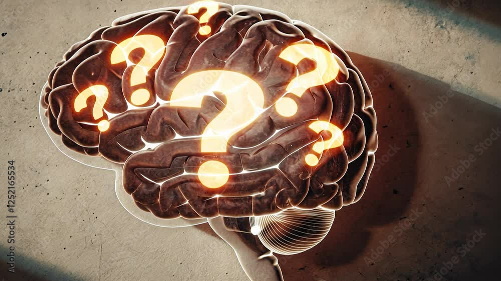 5 WHY analysis concept, Brain with question marks representing ...