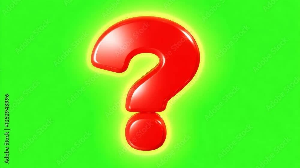 Questions Marks Animated on Green Screen. Red Question Mark icon ...