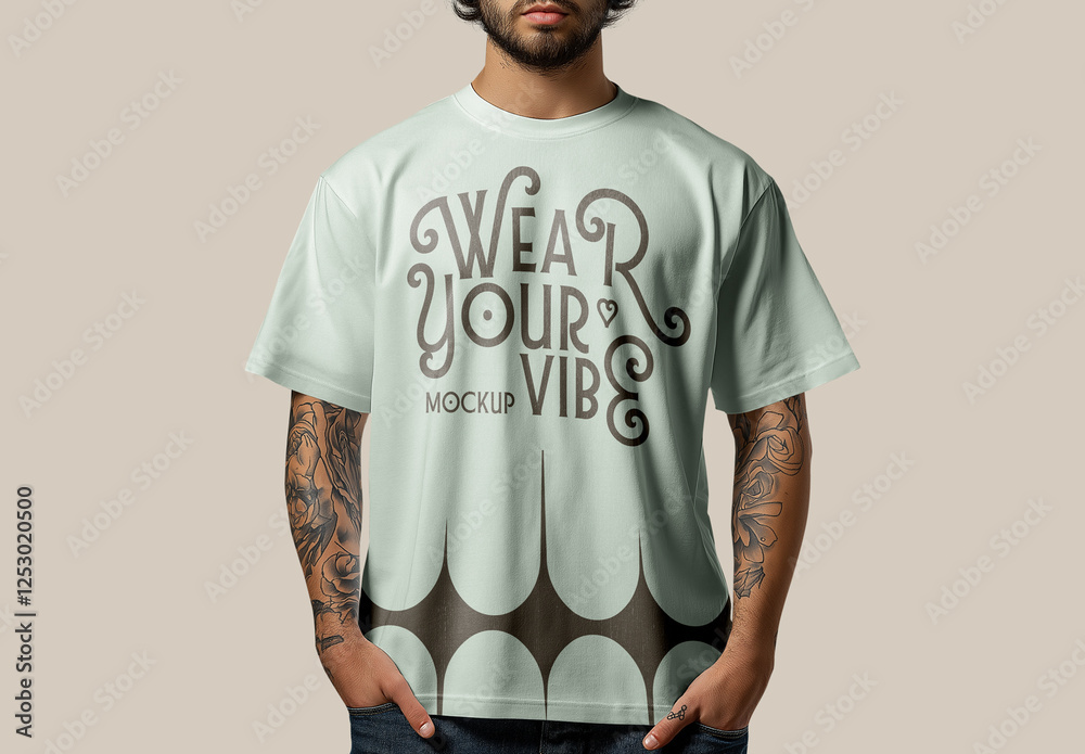 Front View T-Shirt Mockup on Male Model – Casual Clothing Template for ...