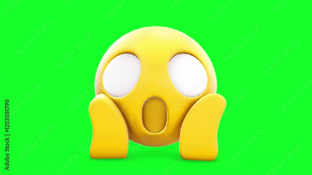 Shocked 3D animated emoji with wide eyes and hands on face isolated on ...