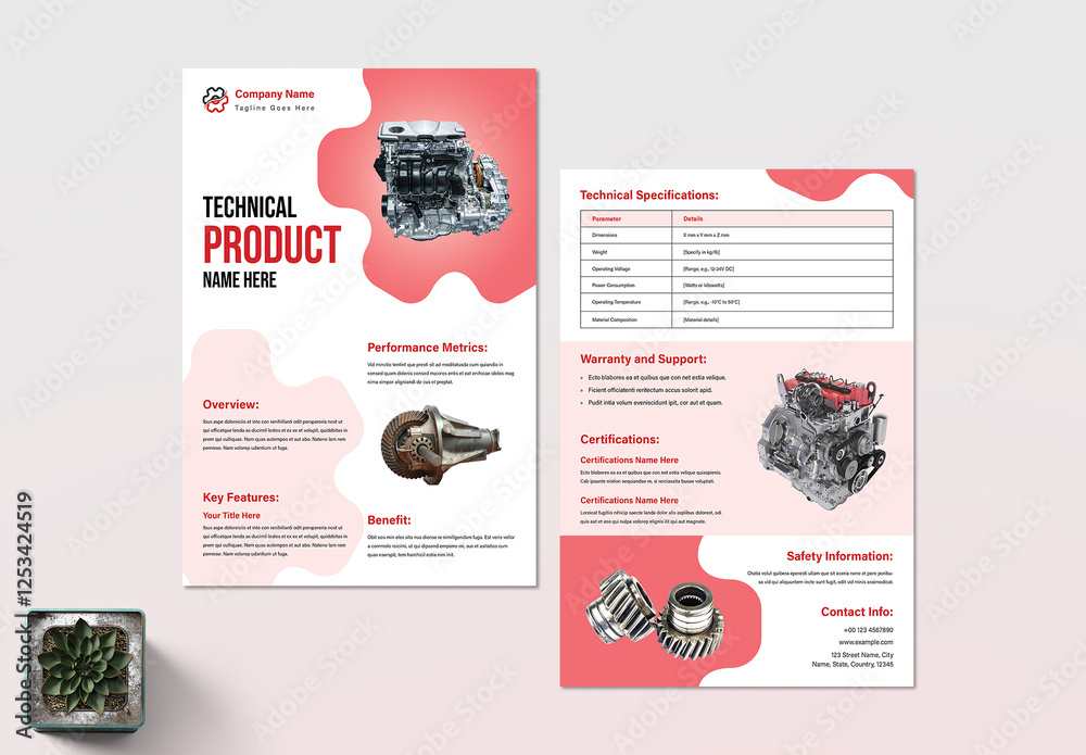 Technical Product Data Sheet Layout Stock Template | Adobe Stock
