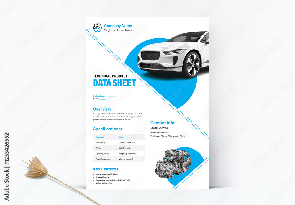 Technical Product Data Sheet Layout Stock Template | Adobe Stock
