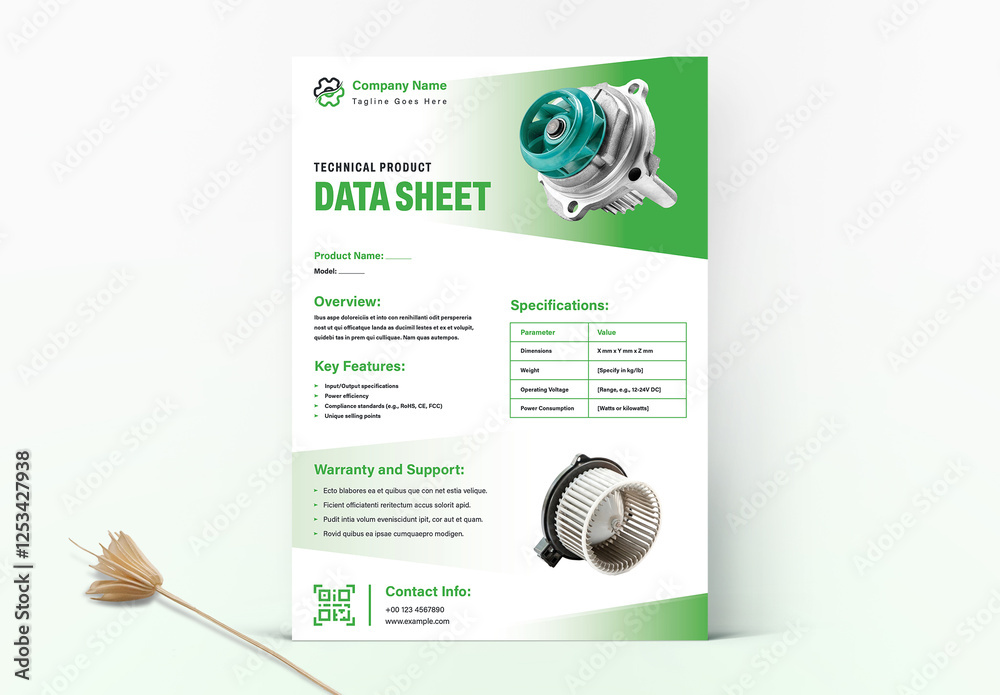 Technical Product Data Sheet Layout Stock Template | Adobe Stock