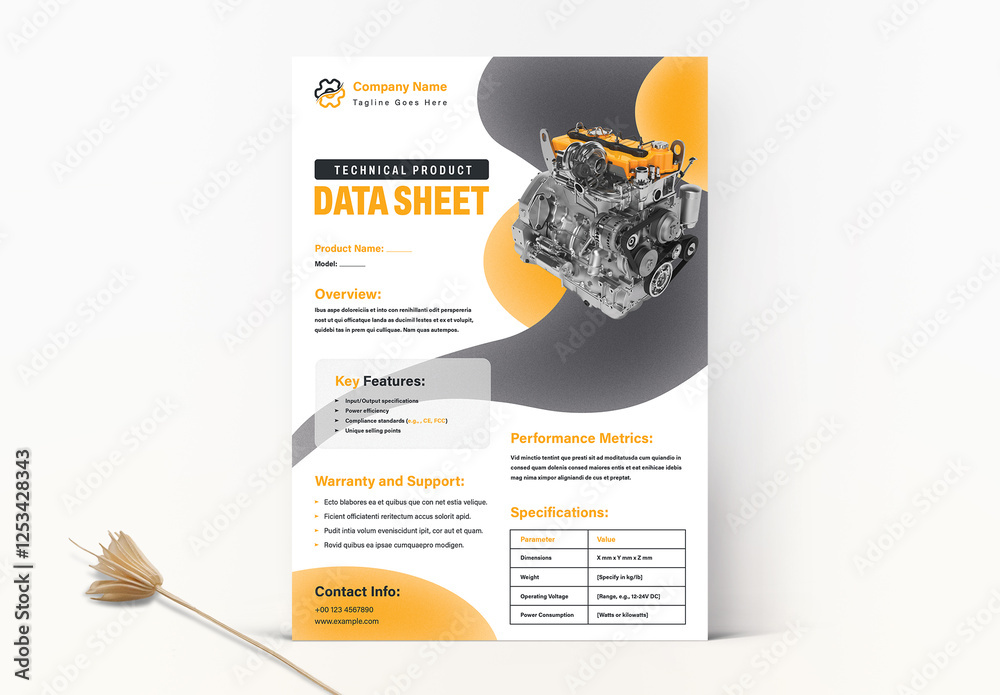 Technical Data Sheet Layout Stock Template | Adobe Stock