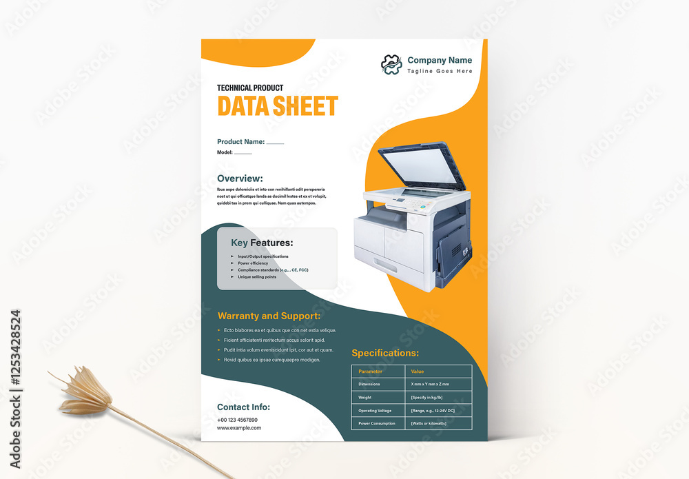 Technical Product Data Sheet Layout Stock Template | Adobe Stock