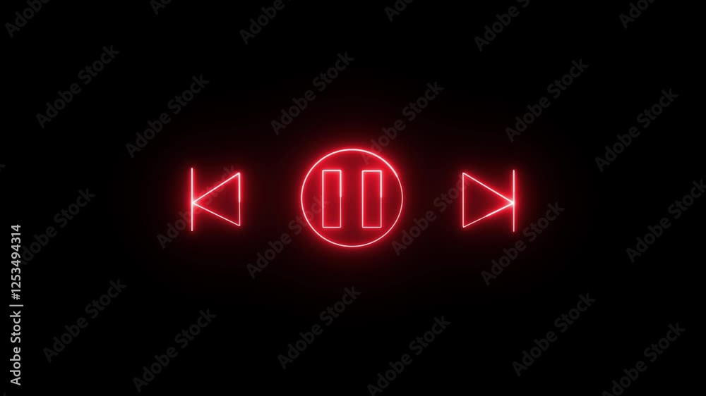 Video, audio neon play button icon animation. Start button sign video ...