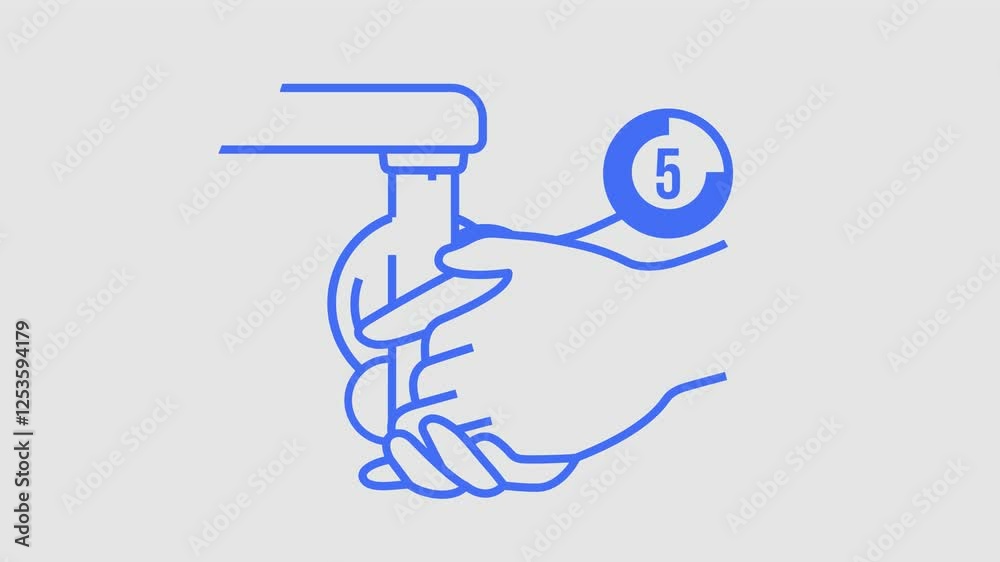 Hand washing for exactly 20 seconds graphic animation. Alpha channel ...