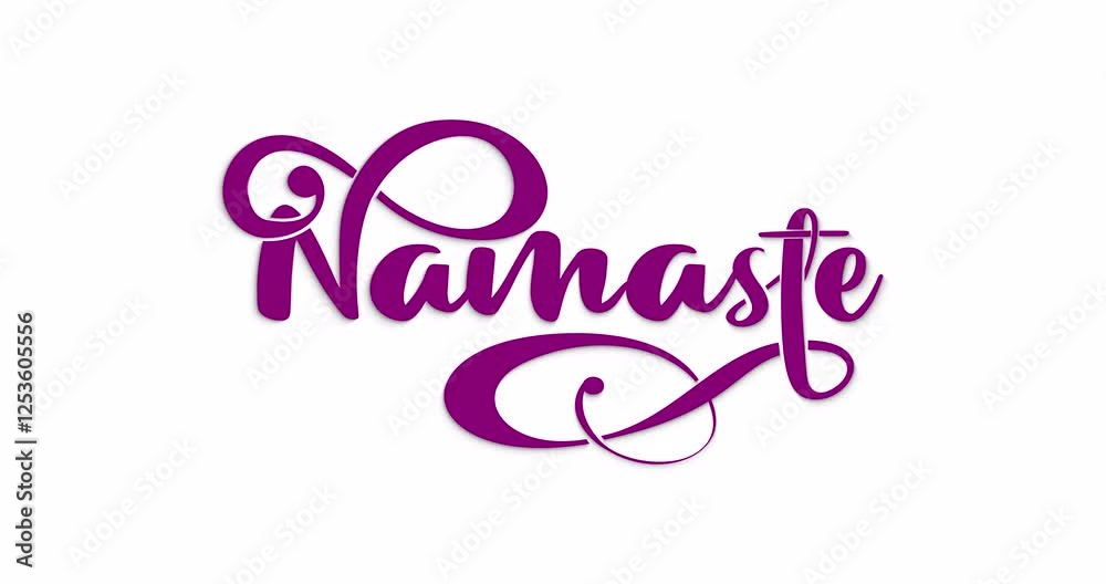 Namaste text Animation. Handwritten text calligraphy typography with ...