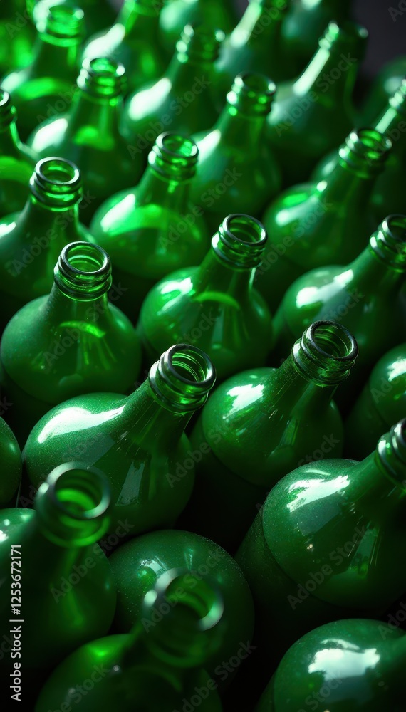 Photo & Art Print Piles of green glass bottles in a messy arrangement, disarray, unordered ...