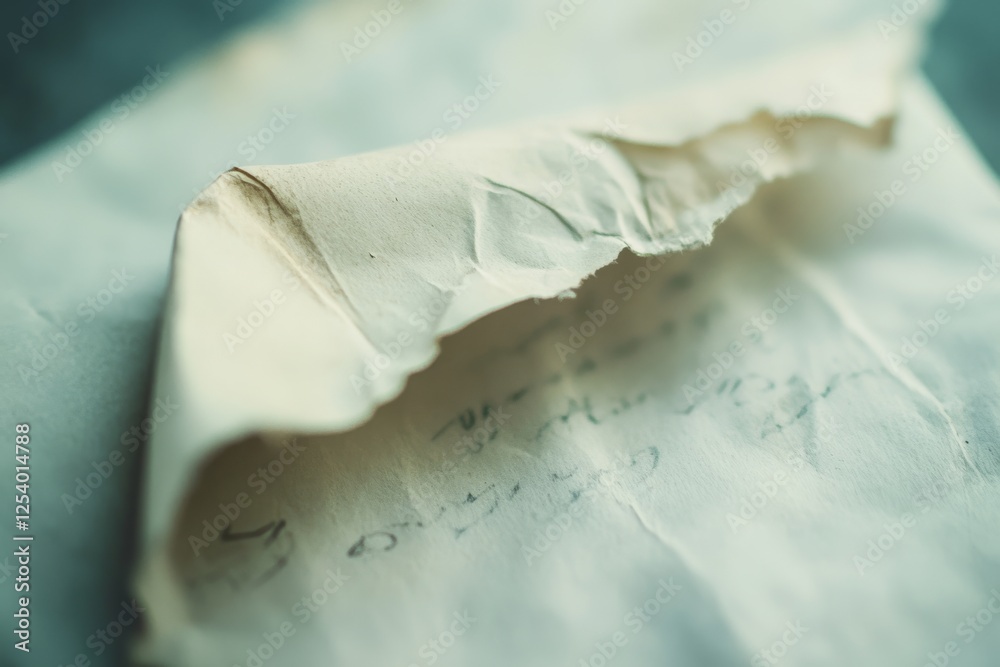 Photo & Art Print A close-up of a creased, aged envelope, revealing ...