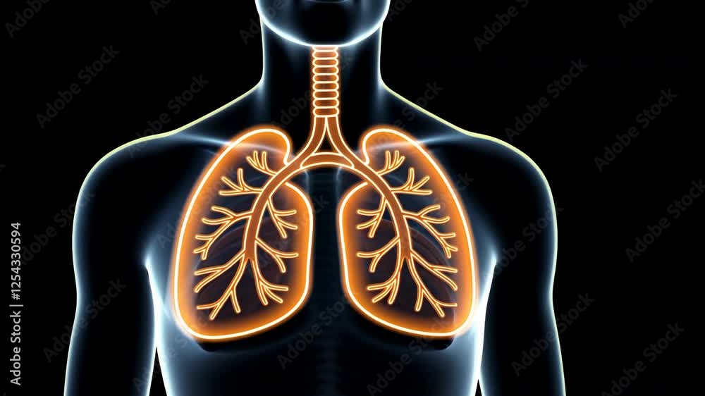 Digital Illustration of Human Lungs, Trachea, and Respiratory System ...