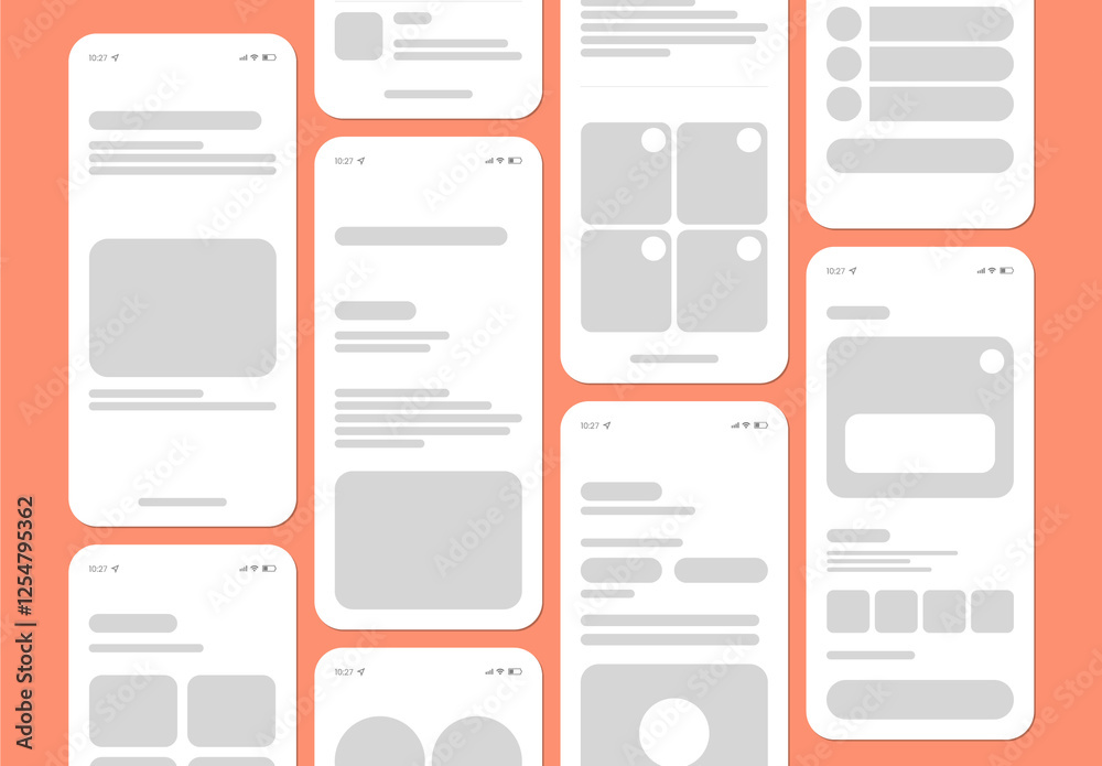 Food Delivery Mobile Wireframe Layout Stock Template | Adobe Stock