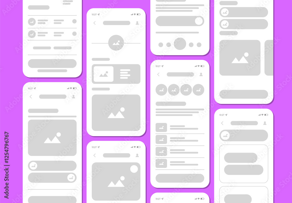 Travel Agency Mobile App Wireframe Layout Stock Template | Adobe Stock