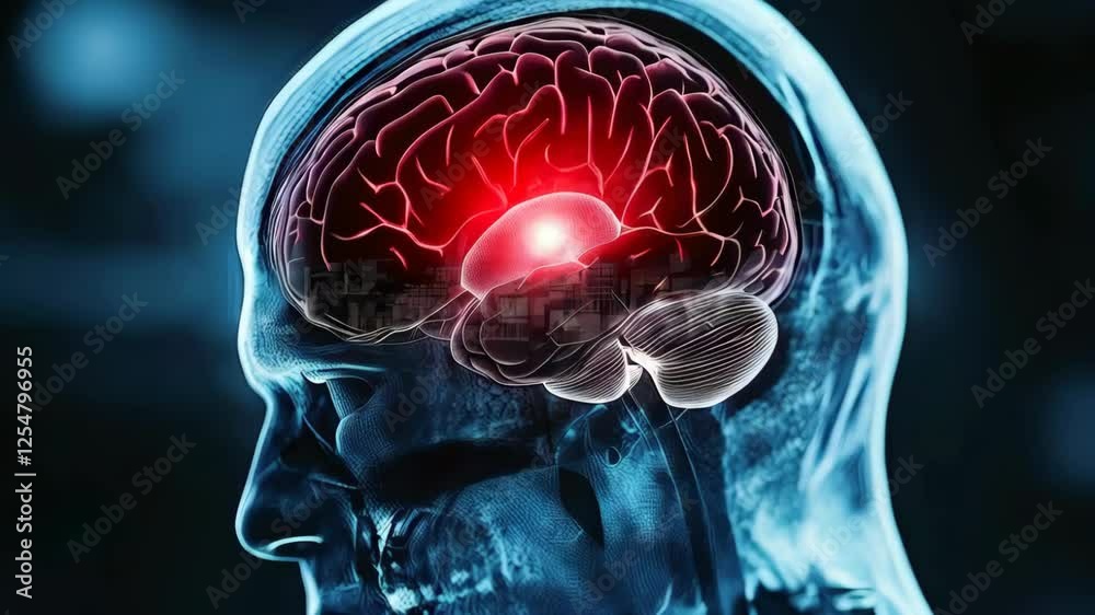 video of An X-ray of a man's head showing a medical examination of head ...