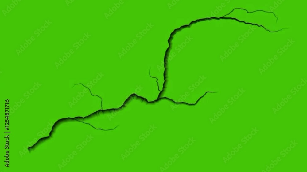 Ground cracking line animation on green screen ground break ground ...