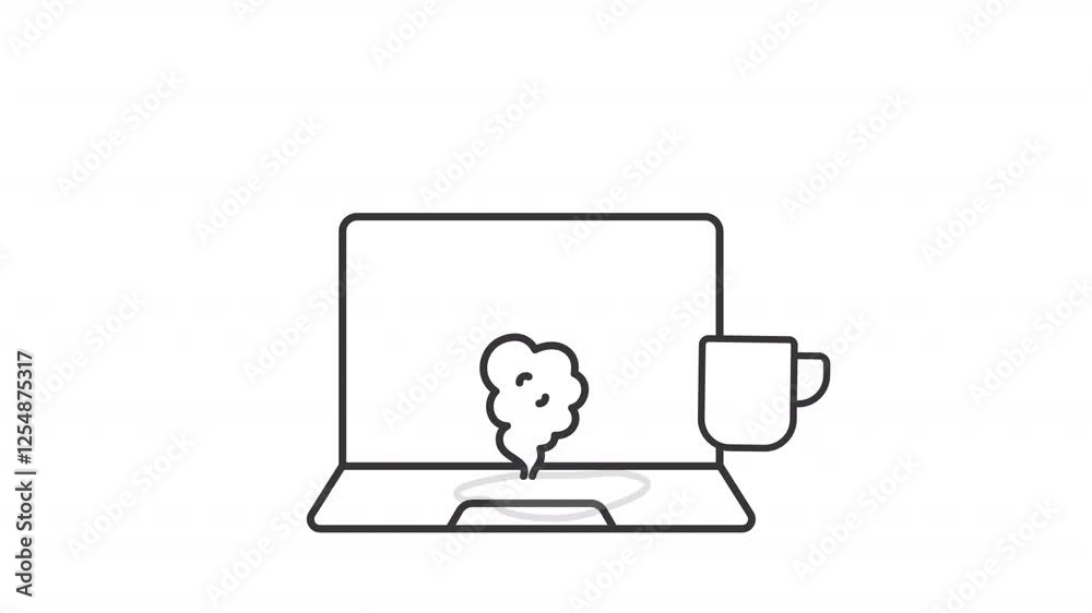 Laptop breaking line animation. Broken computer animated icon. Spoiled ...