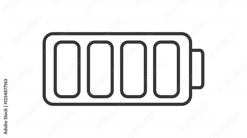 Charging battery line animation. Power level increasing animated icon ...