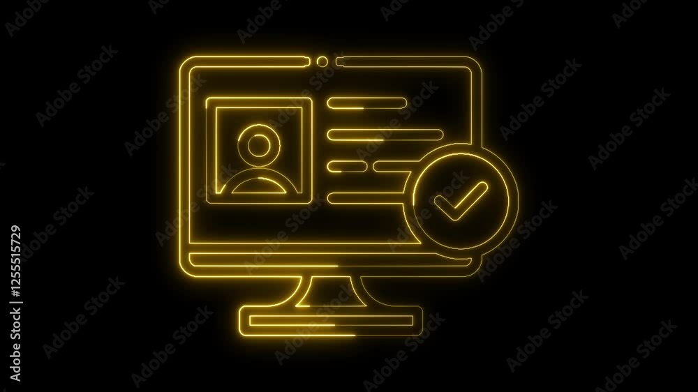 Glowing neon line ID Card icon, Identification card outline neon icon ...